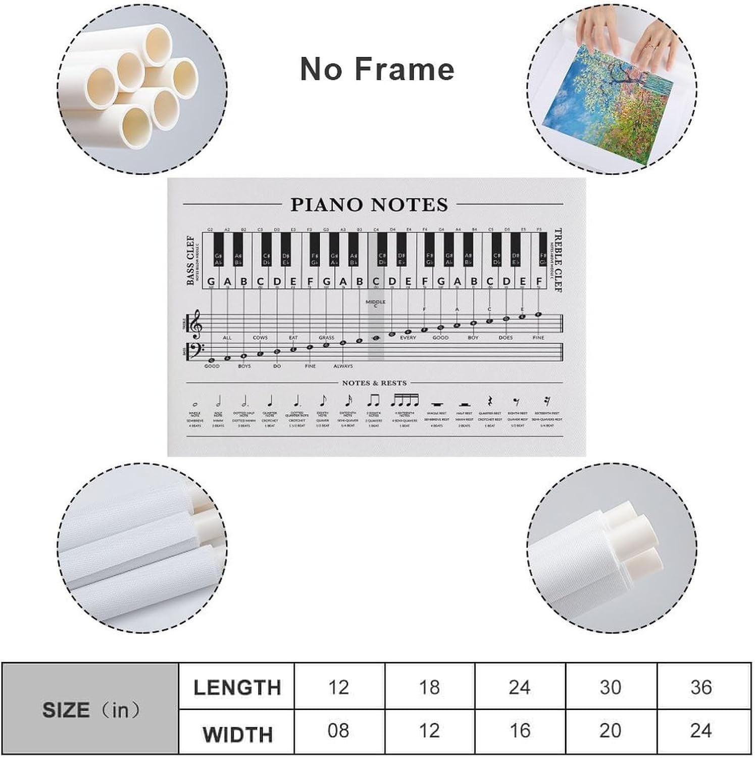 Piano Music Notes Posters, Treble Bass Clef, Piano Philippines | Ubuy