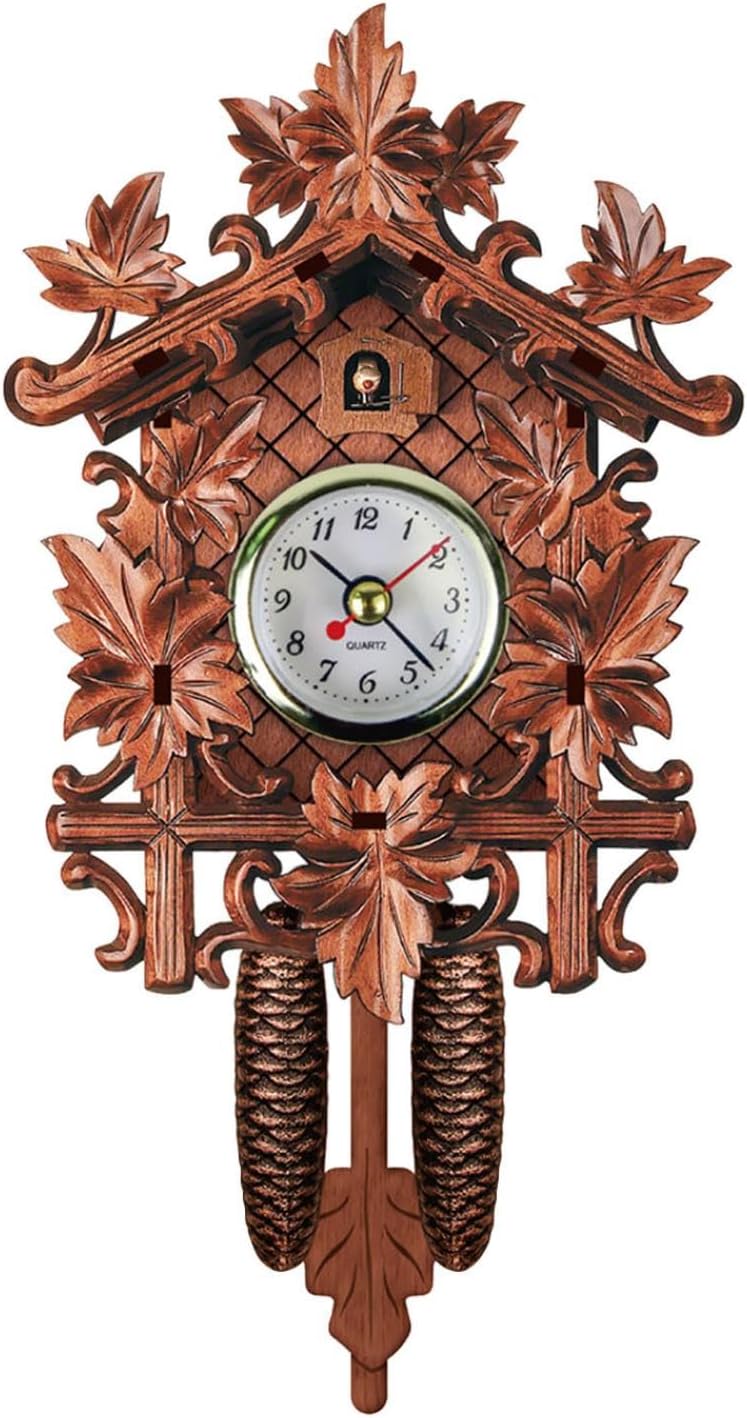 Amazon.com: HKEJIAOI Vintage Wall Clock, Handcrafted Wood Cuckoo Clock ...