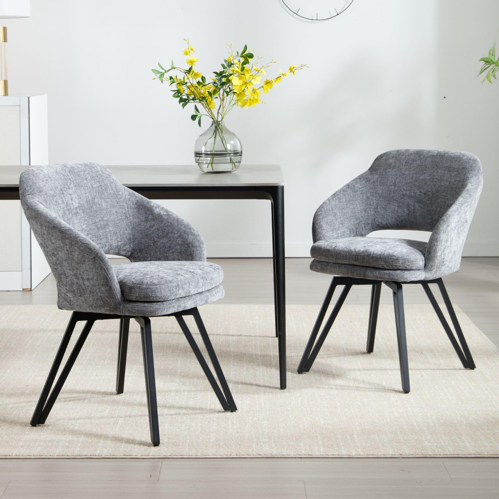 Wahson Modern Dining Chairs Set of 2 Swivel Kitchen Chairs in Chenille ...