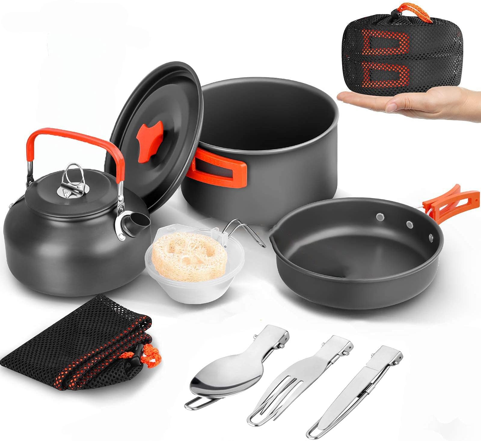 Camping Cookware Mess Kit 12PCS Outdoor Camping Cooking Set Lightweight ...