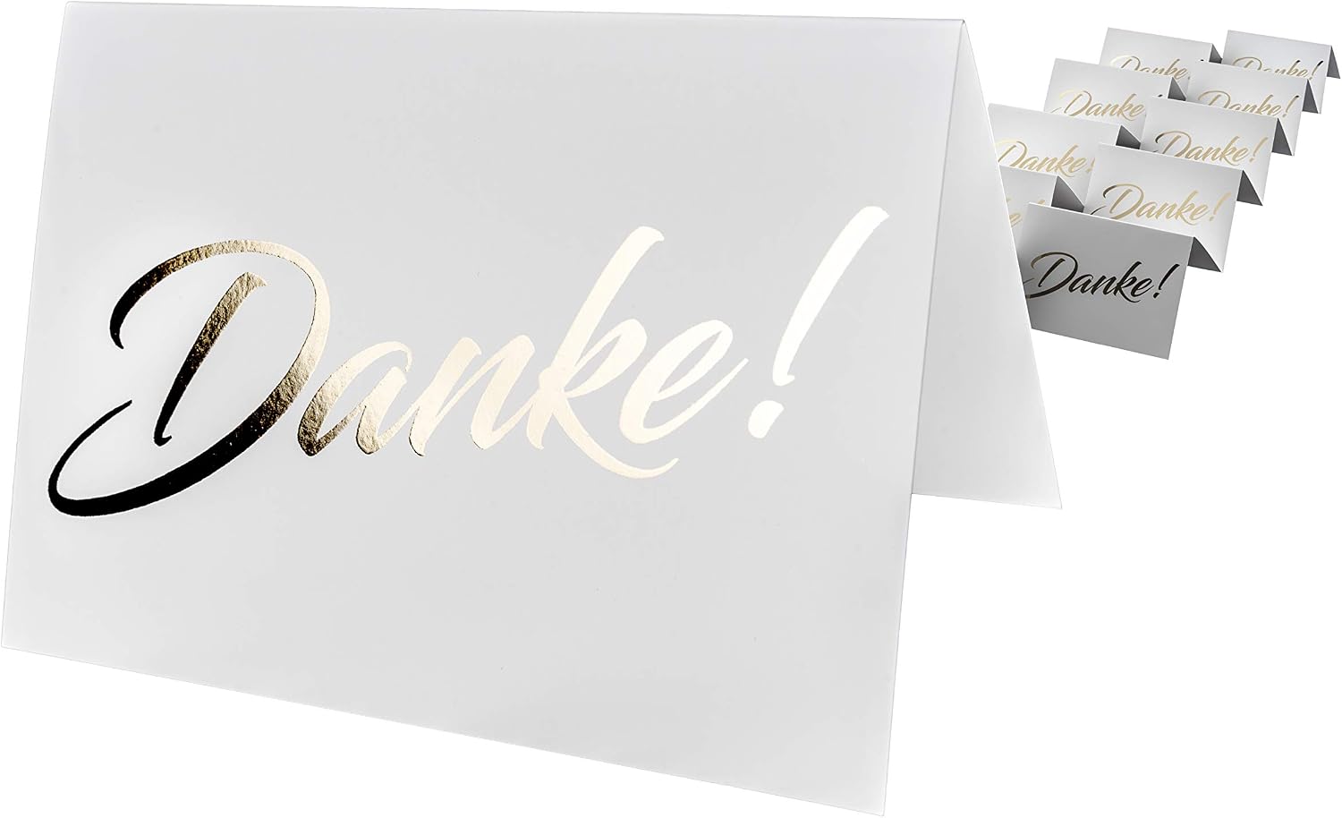 codiarts. 10 Dankeskarten + 10 Umschläge weiß, Danke als goldene ...