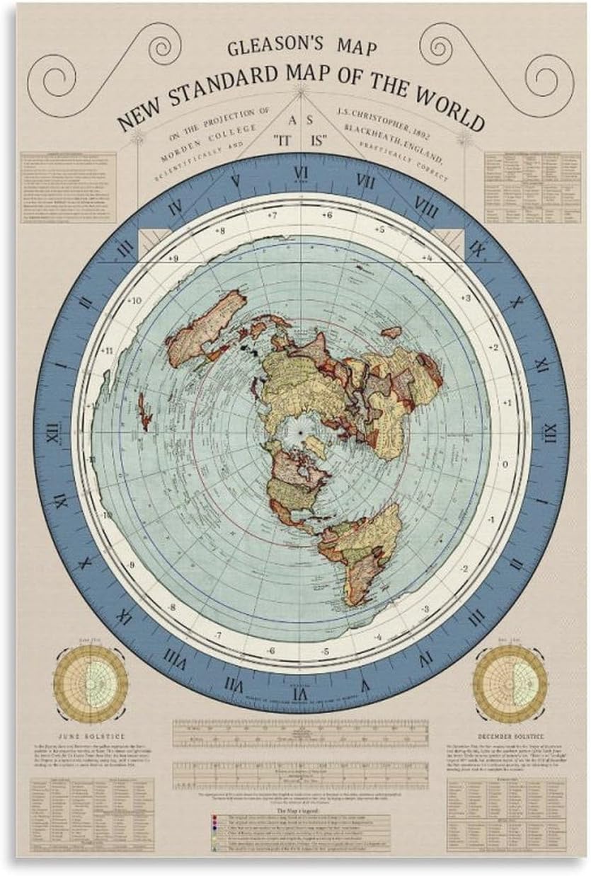 Amazon.com: 1892 Flat Earth New Standard Map of The World Alexander ...
