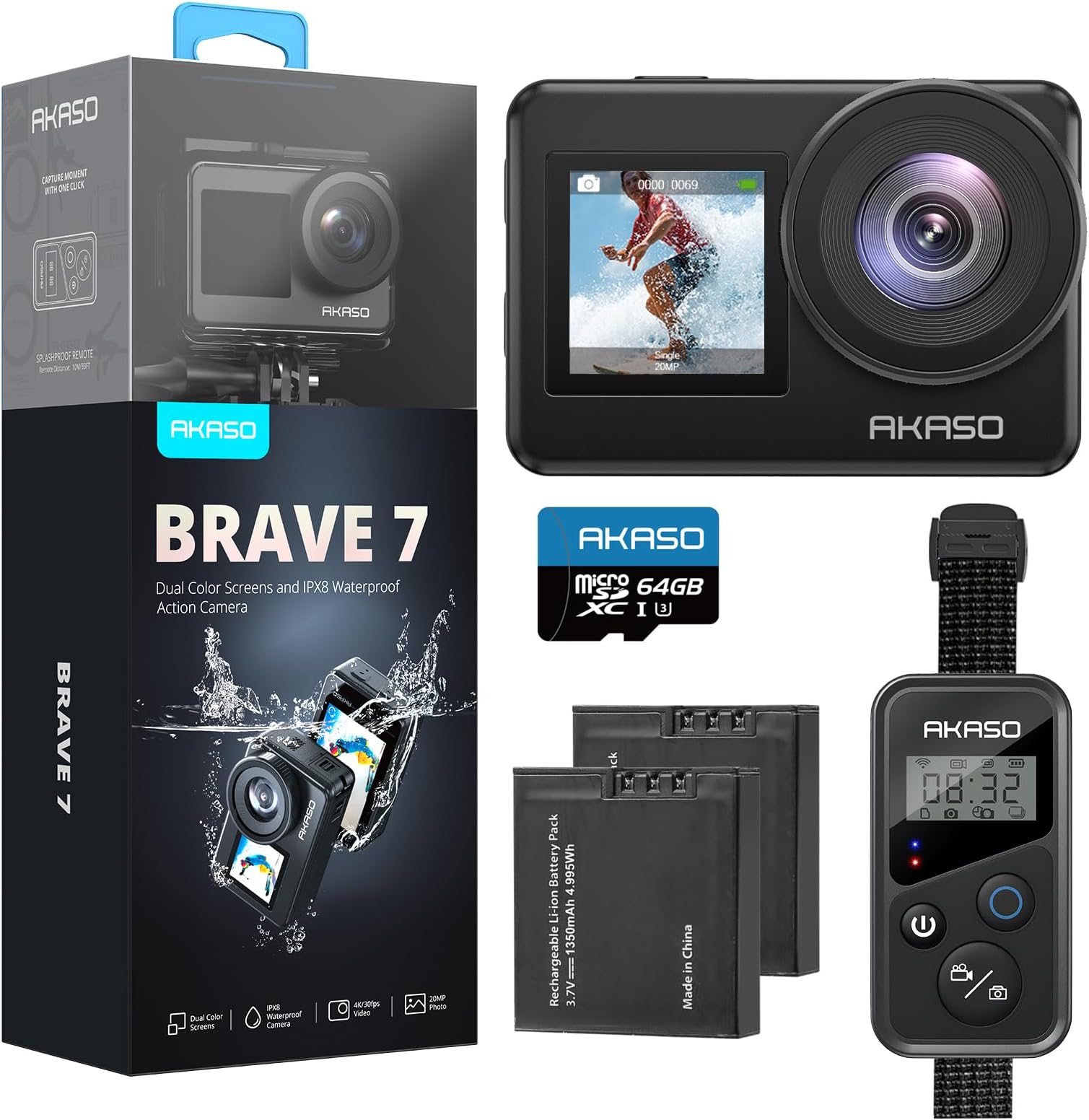 AKASO Brave 7 LE Action Camera, 40M Waterproof Underwater Camera EIS 2. ...