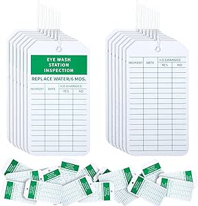 Sinload Eye Wash Station Inspection Tags [100], Green on White ...