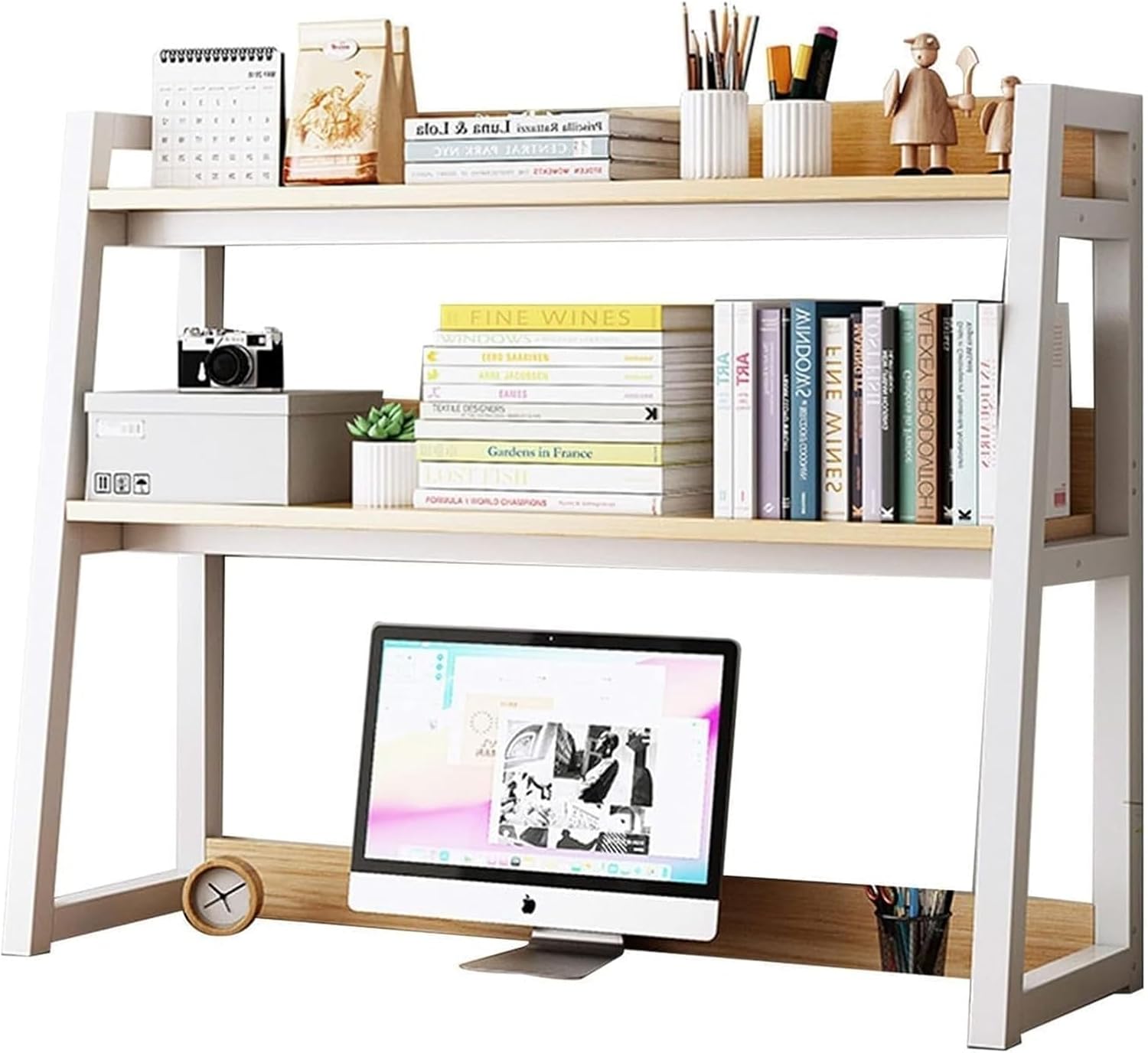 Amazon.com: TiStm Bookshelf Desktop Bookshelf Ladder Bookcase - 2 Tier ...