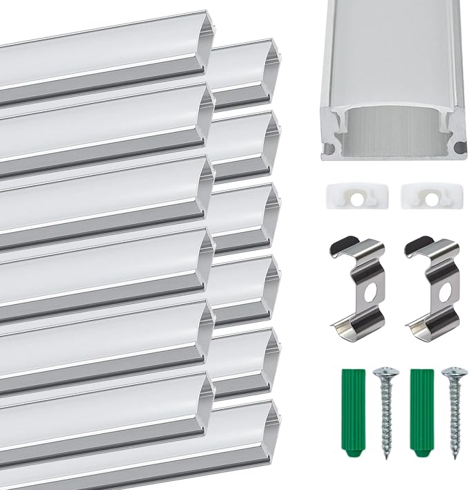 SUNNYNEST 12 Pack U Shape Led Aluminum Profile for LED Strips, 1Meter/3 ...