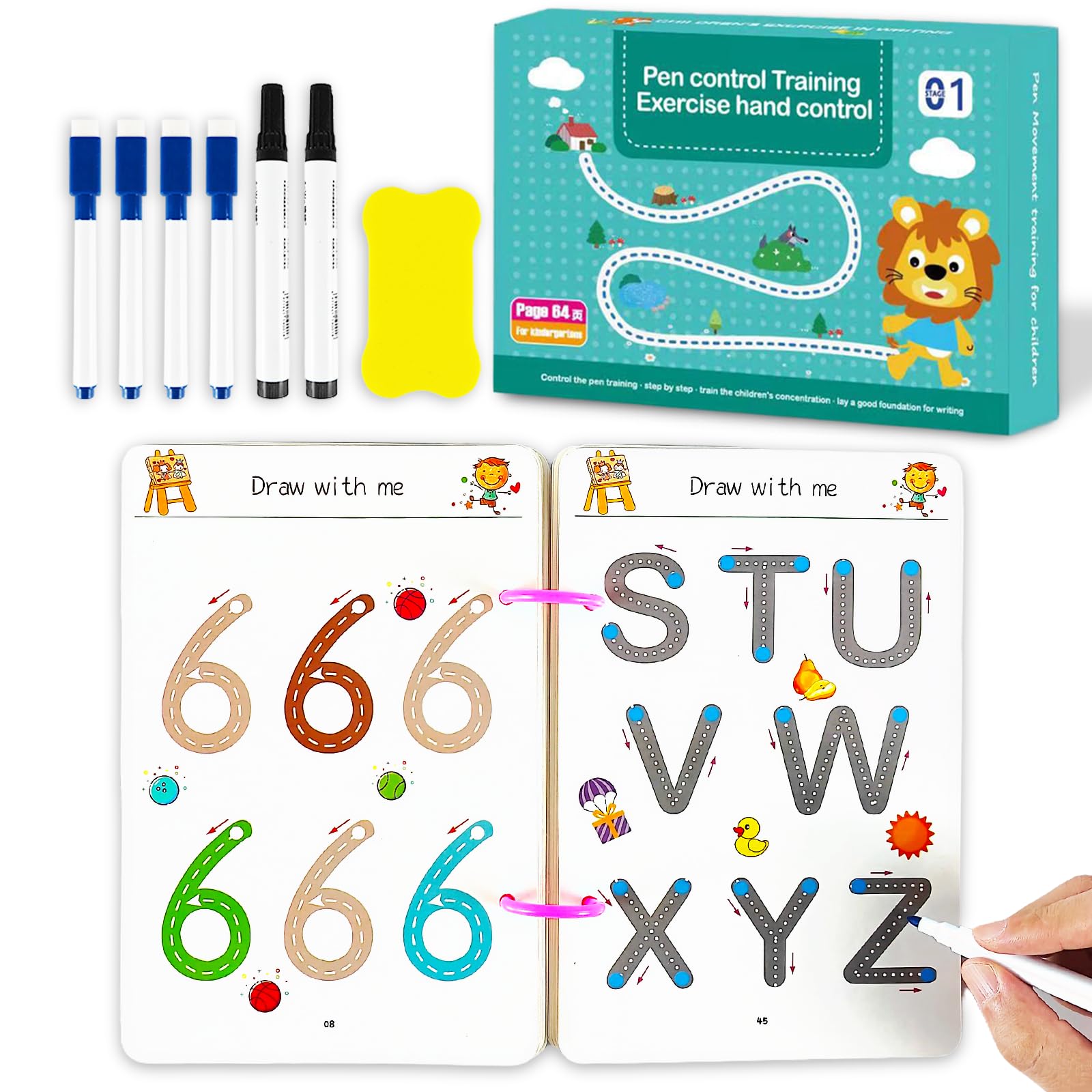 Tangdudu 64 Pages Scribble Smart Workbook, Reusable Tracing Books for ...