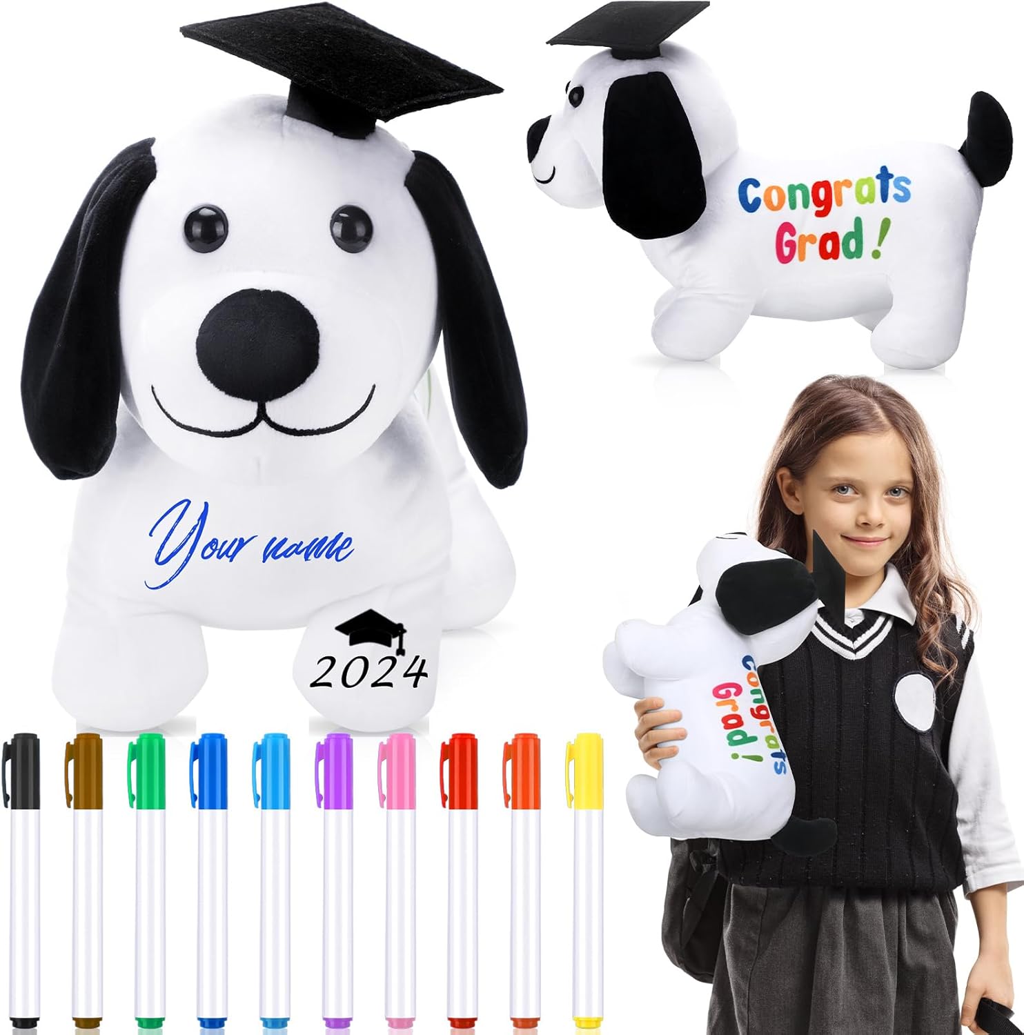 Amazon.com: Lenwen 1 Pcs Graduation Autograph Stuffed Dog Owl for Kids ...