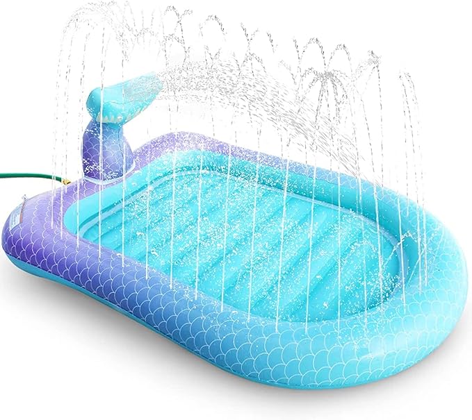 Amazon.com: 75" Sprinkler & Splash Pad for Kids, Large Outdoor Mermaid ...