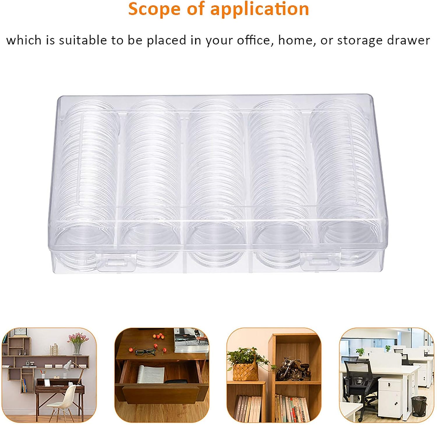 Konesky Coin Case Storage Box, 100 Pieces Plastic Coin Holder Capsules ...