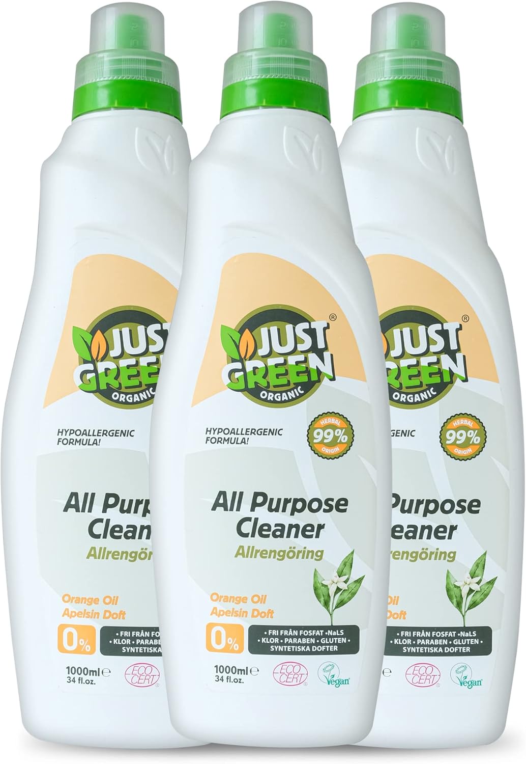 Just Green Organic Orange Oil All-Purpose Cleaner 1000ml, Rinse-Free ...