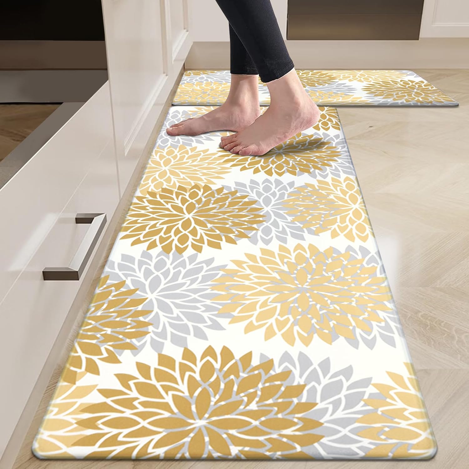 Amazon.com: HEBE Anti Fatigue Kitchen Rug Sets 2 Piece Non Slip Kitchen ...