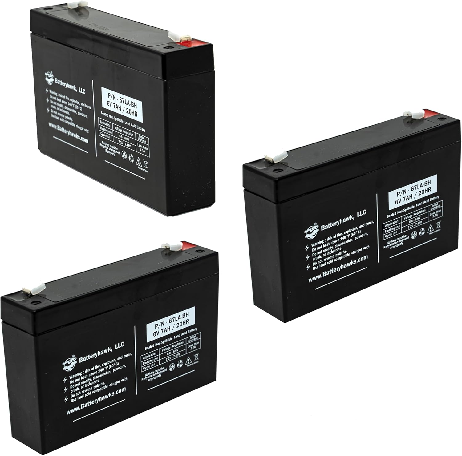 Amazon.com: Battery Hawk (3 Pack UB670 WP7-6 EMB-0606 Sealed for Exit ...
