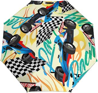 Amazon.com: WINTYE 3 Fold Auto Umbrella Windproof Racing Checkered Flag ...