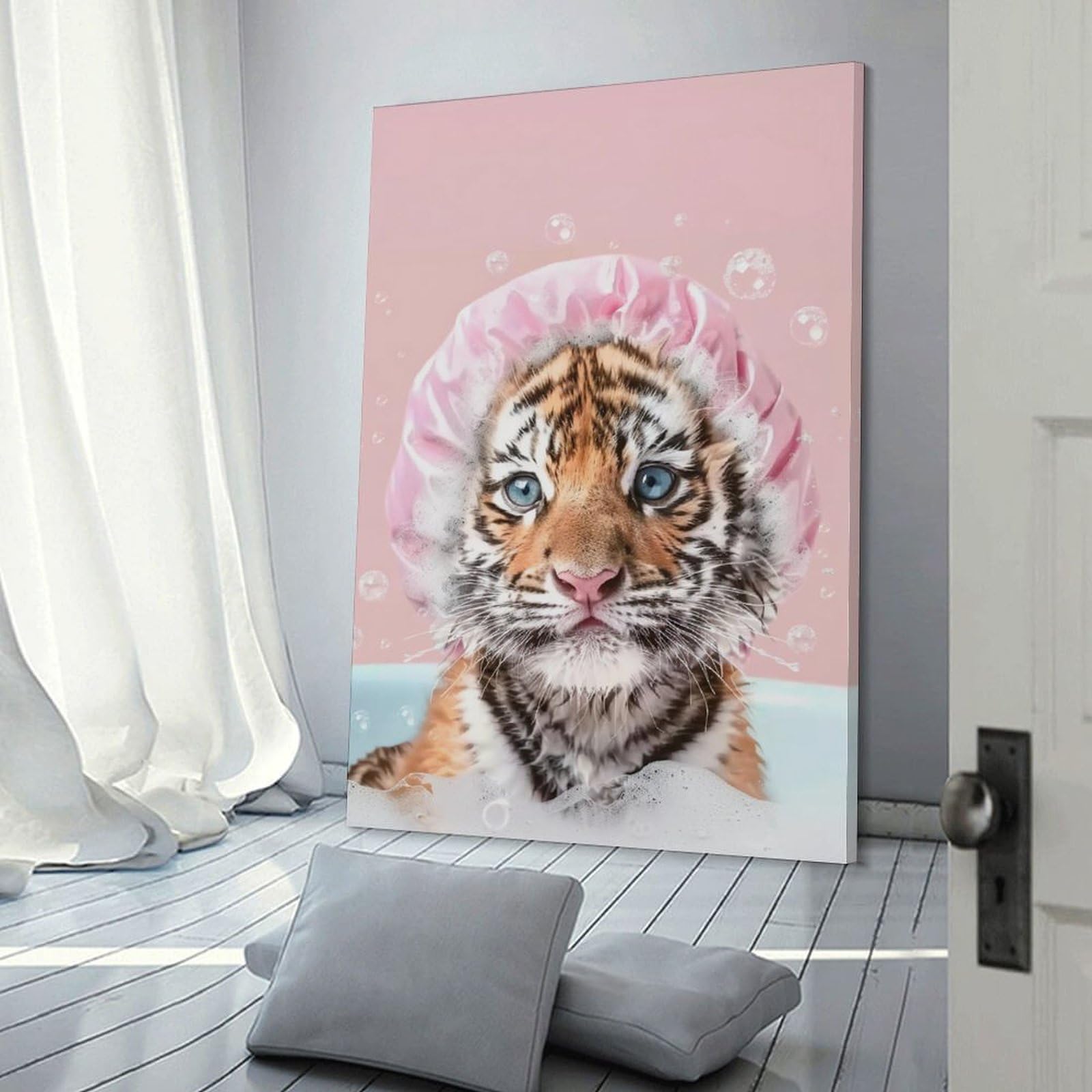 Cute Tiger Cub Meme Funny Tiger Cub Vinyl Sticker, Wildlife Water