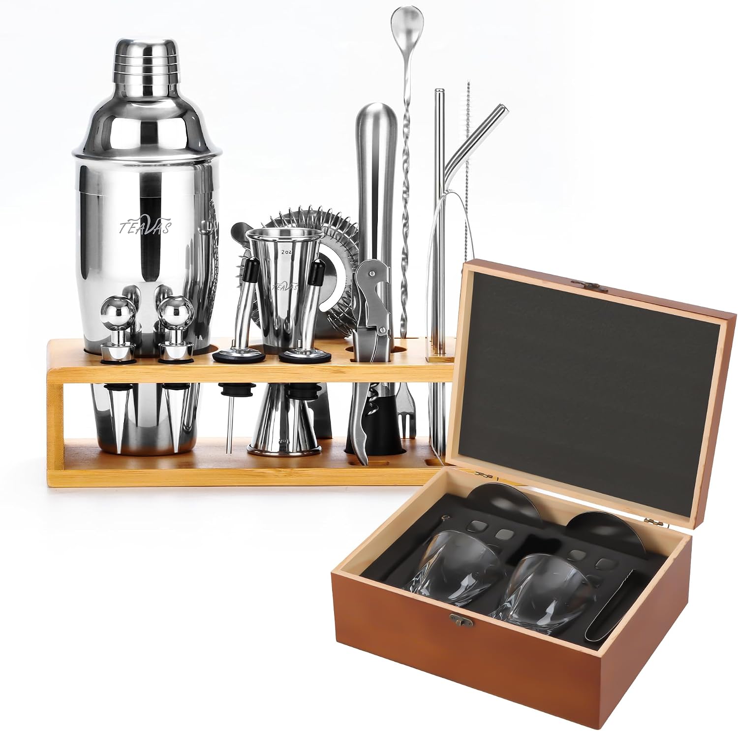 Amazon.com: Teavas Ultimate Whiskey Glasses Set & Bartender Kit ...