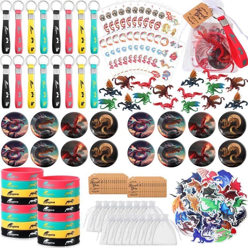Amazon.com: Wettarn 162 Pcs Dragon Birthday Party Favors for 16 People ...