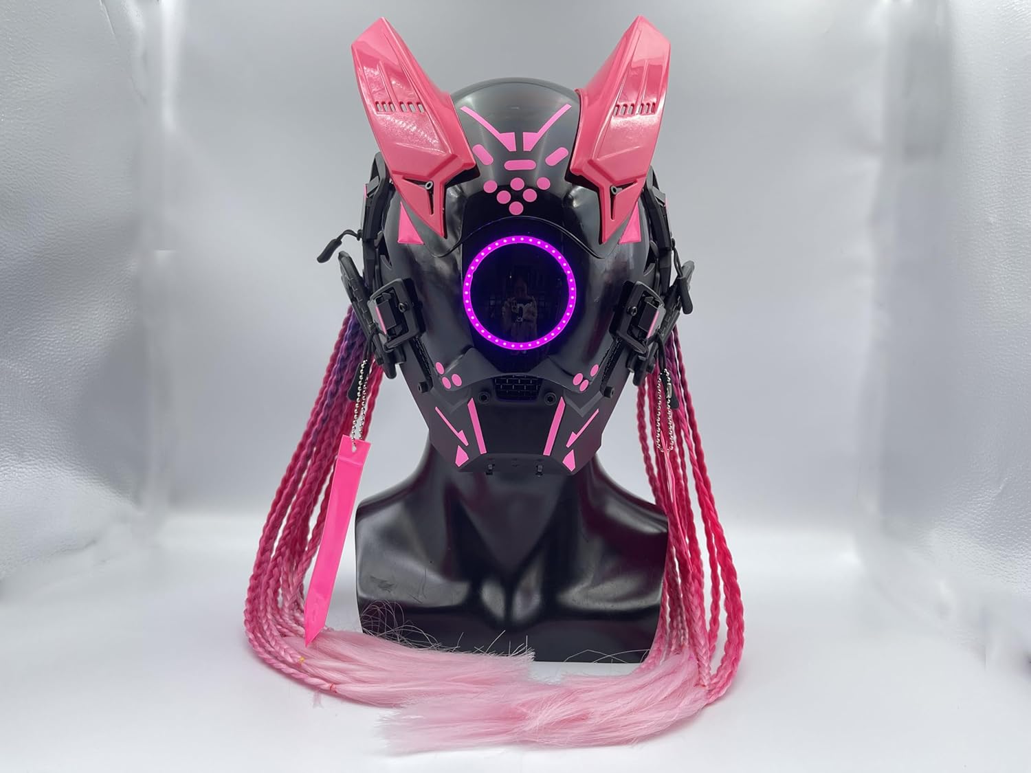 Amazon.com: detfgcl Pink Black Mask Cosplay for Men, LED Masks Pink ...