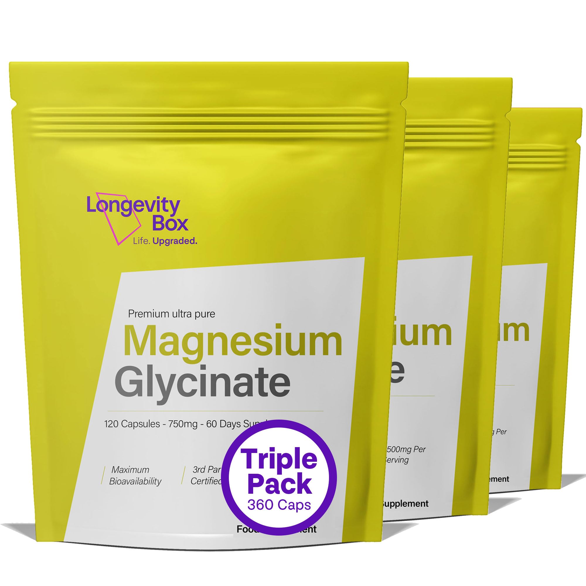 Buy Longevity BoxMagnesium Glycinate Supplement - 360 s, High Strenght 1500mg Ultra Pure ...