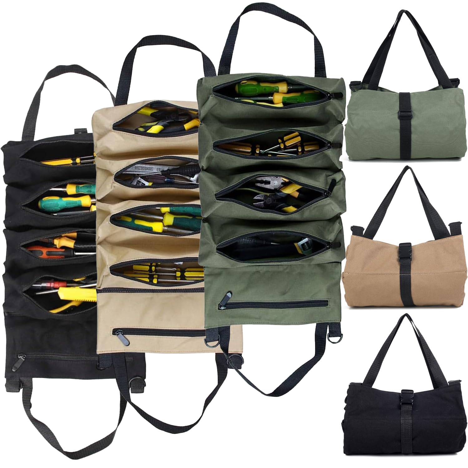 Tool Bag 3 Pack, Heavy Duty Small Tool Roll Up Bag Organizer Portable ...