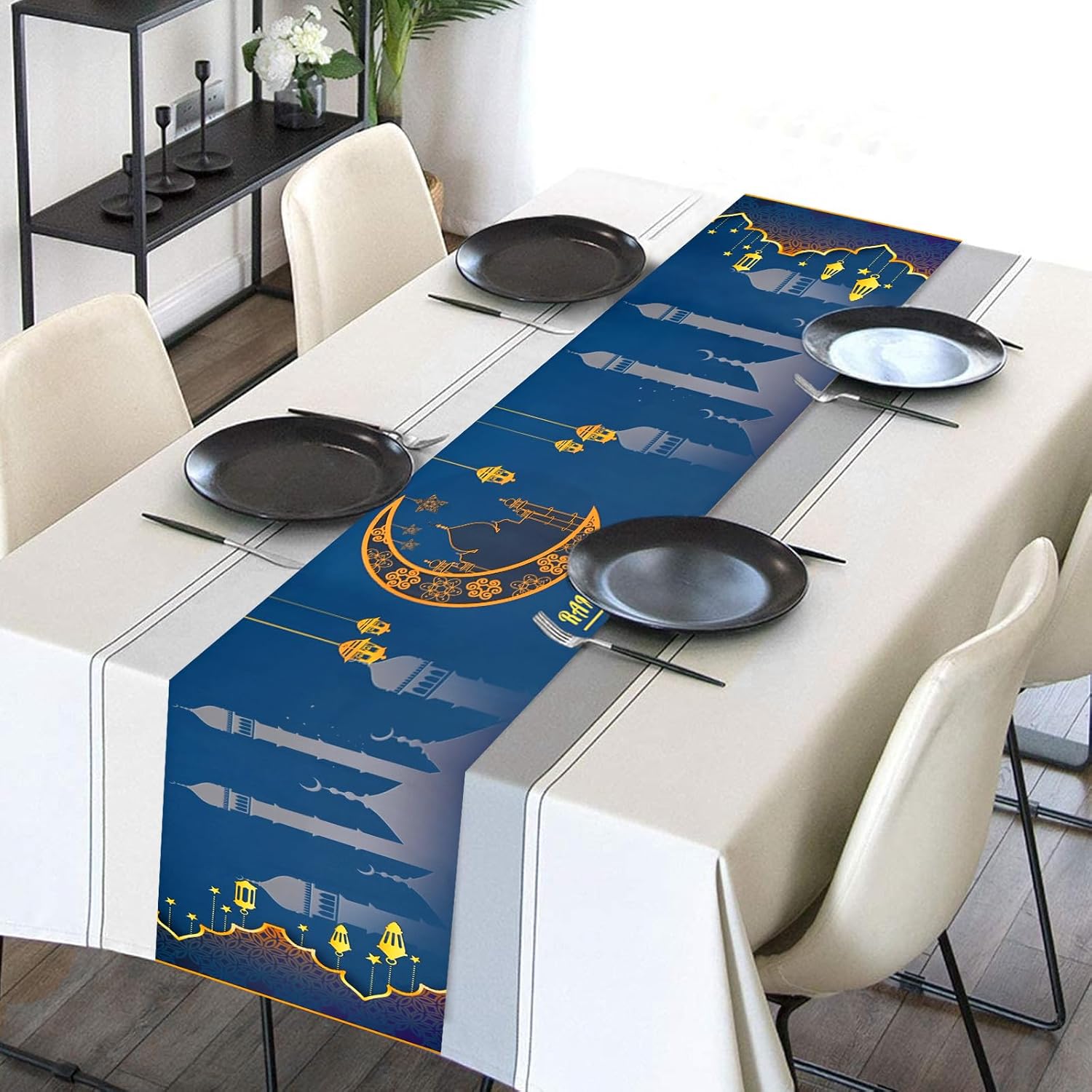Gukasxi Ramadan Mubarak Table Runner Eid Mubarak Tablecloth Table Cover ...