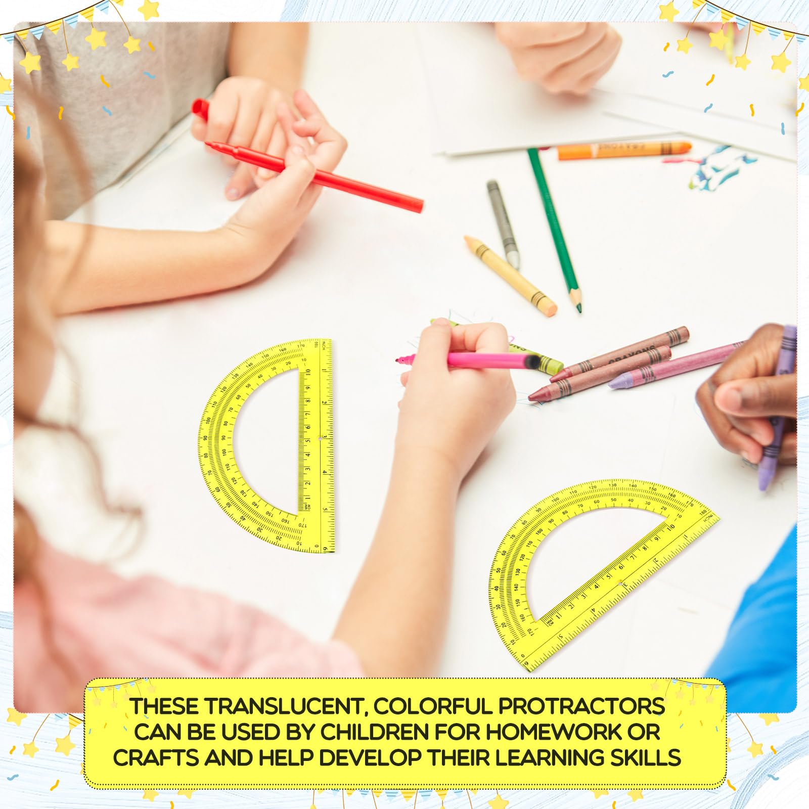 Snapklik.com : EBOOT Plastic Protractor Math Protractors 180 Degrees, 6 ...