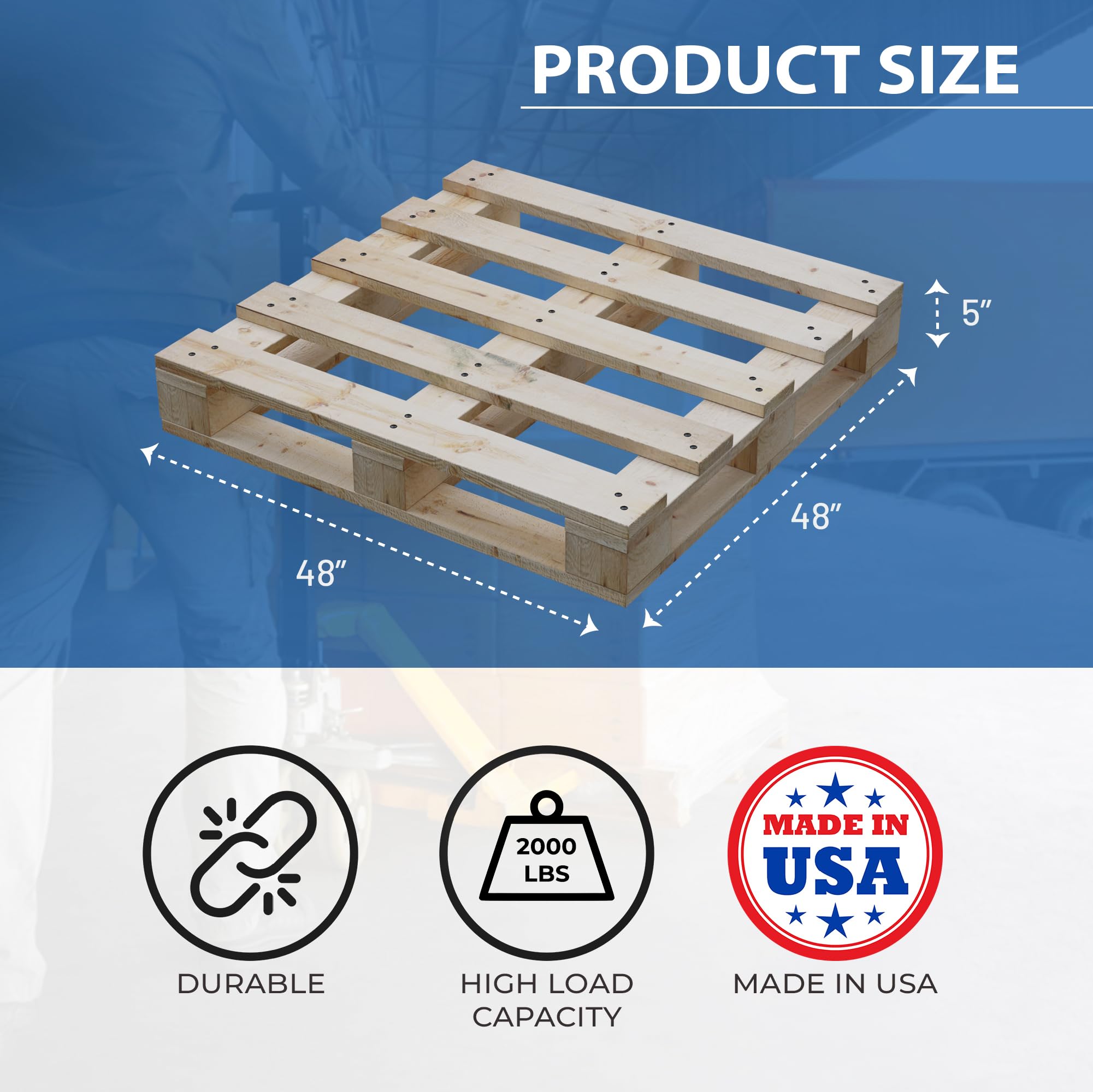 Snapklik.com : Unassembled Heavy-Duty Wooden Pallet Kit 48x48x5 Inches ...