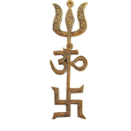 Buy Astroghar Set of 3 Brass Tri Shakti Yantra Swastik Om Trishul ...