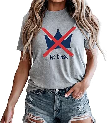 Amazon.com: No Kings Shirt, Patriotic America Freedom T-Shirt, Protest ...