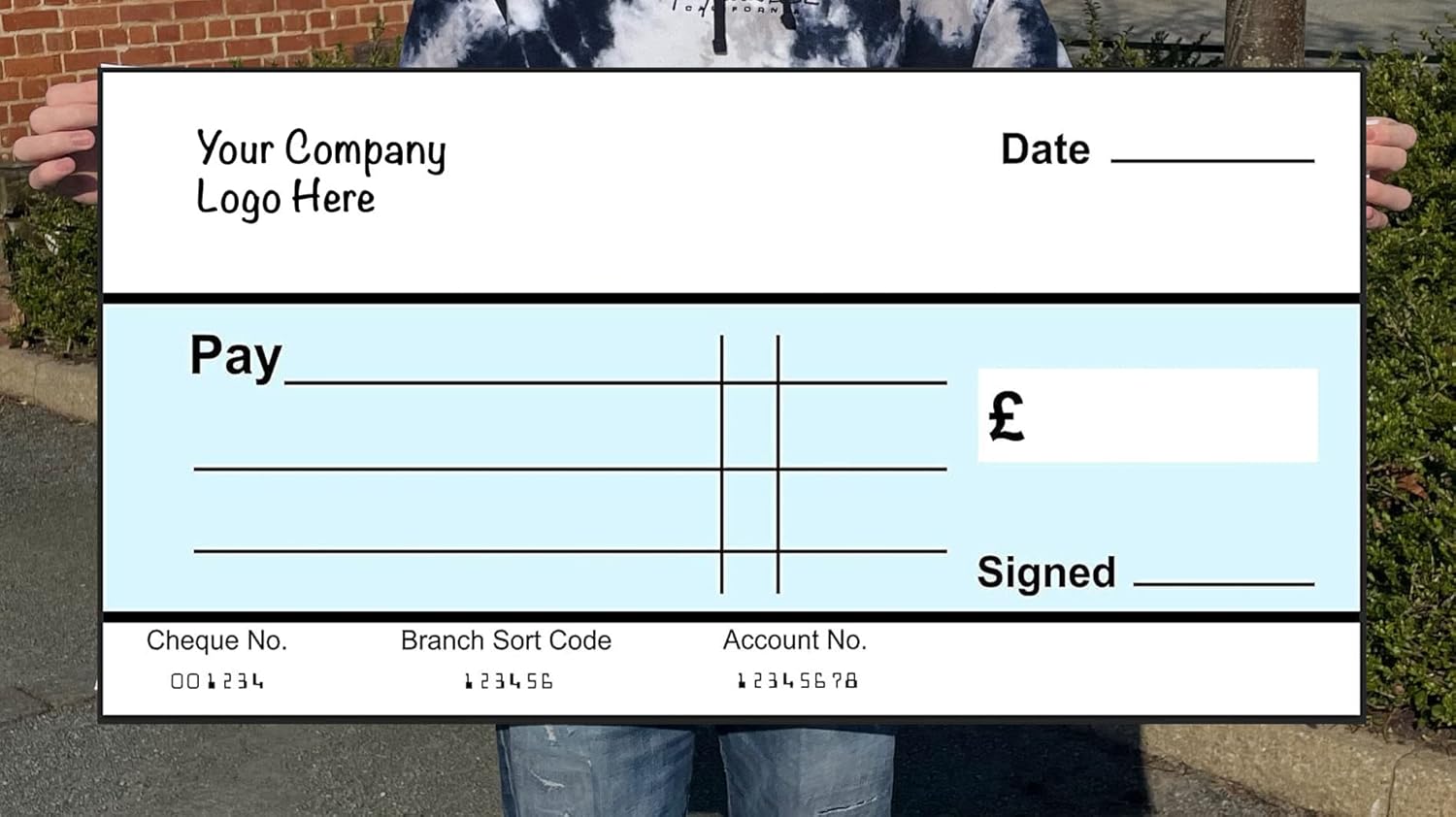 Blank Paper Presentation Charity Cheque Check 600mm Wide x 300mm deep ...