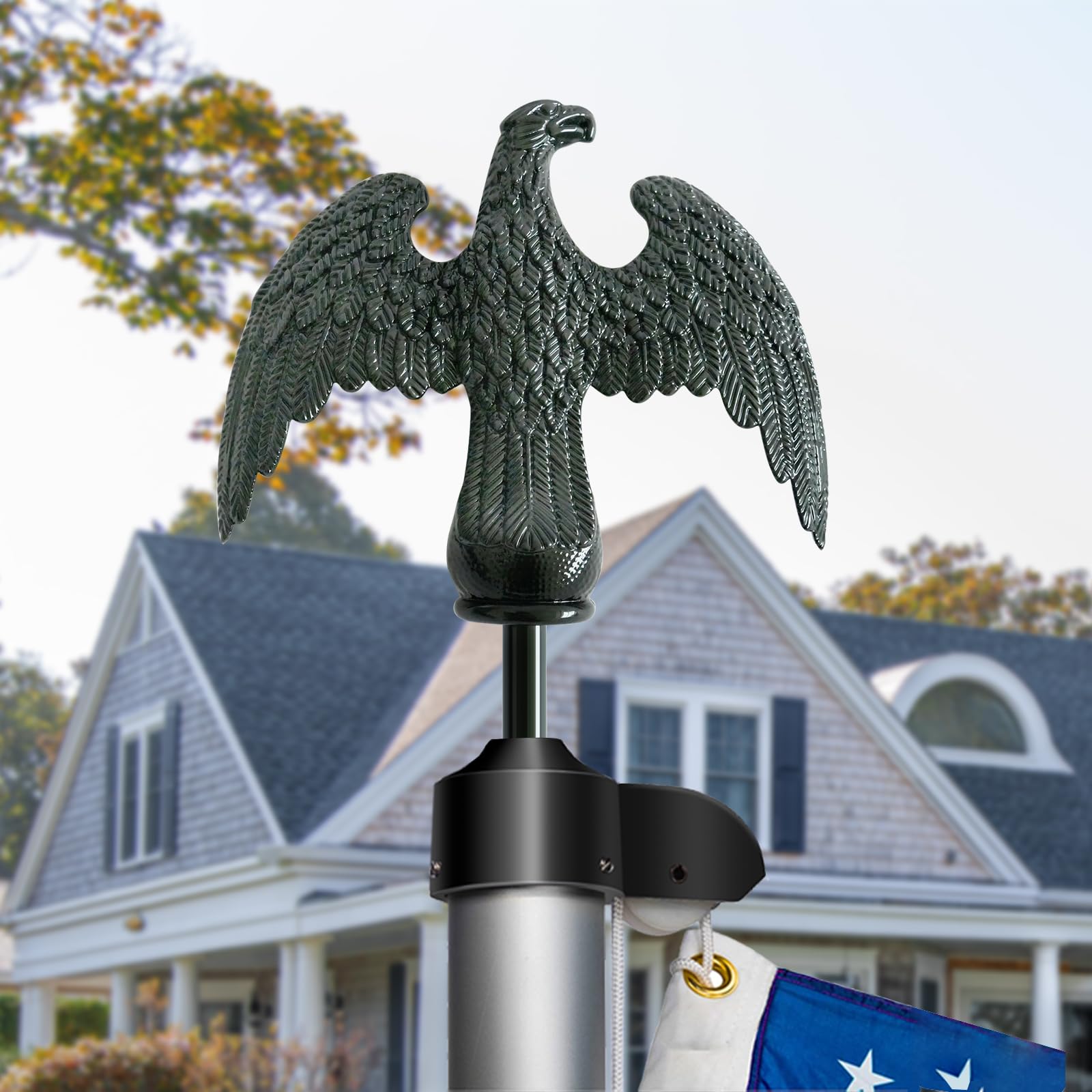 Snapklik.com : Flag Pole Topper, Flagpole Eagle Topper Black Finial ...