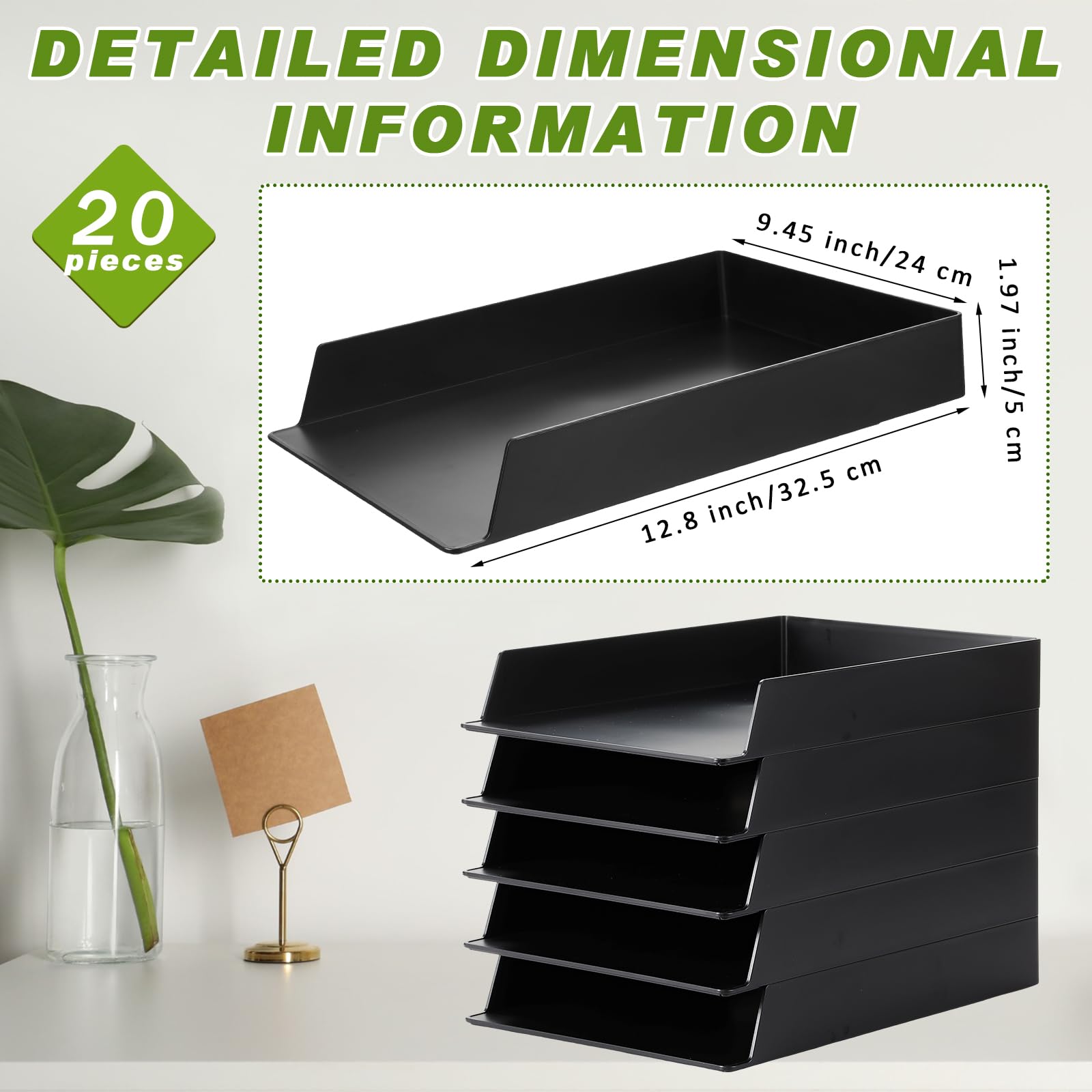 Snapklik.com : Wenqik 20 Pcs Stackable Paper Trays Rectangular Plastic ...