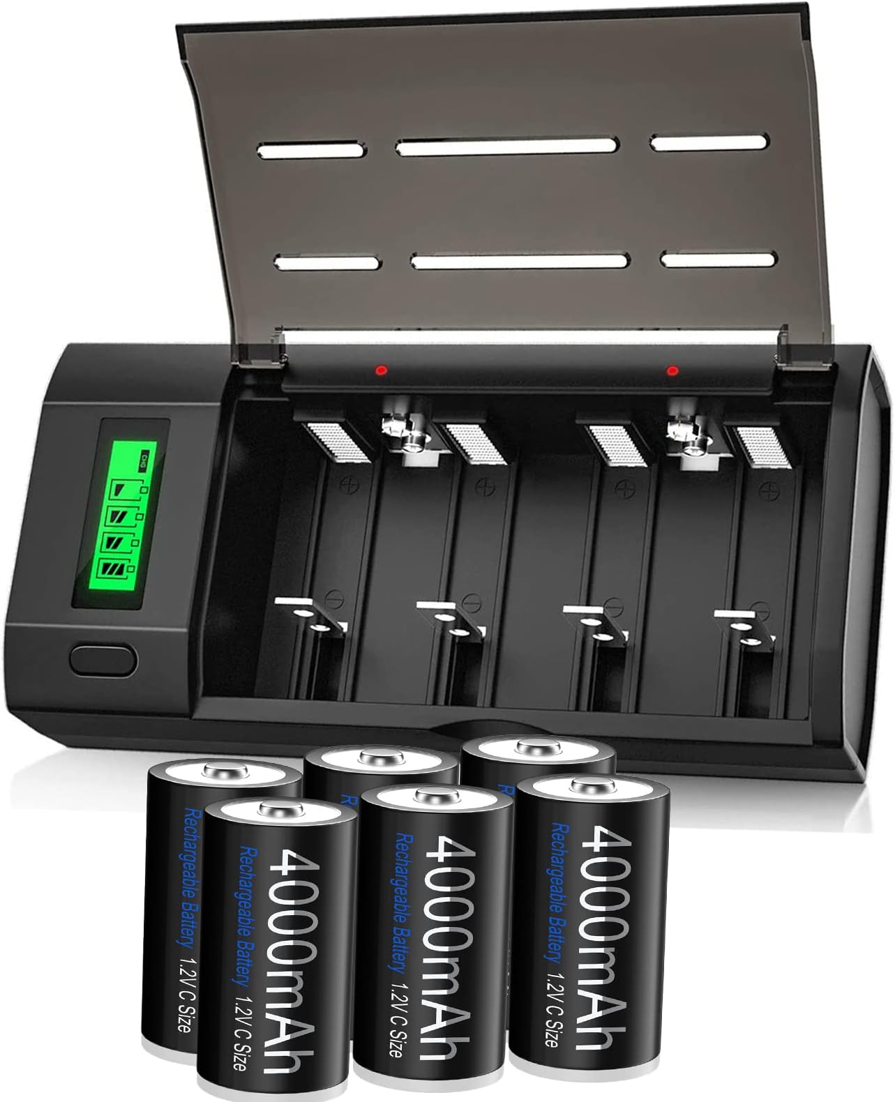 Amazon.com: Palowextra Premium Rechargeable C Cell Batteries with ...