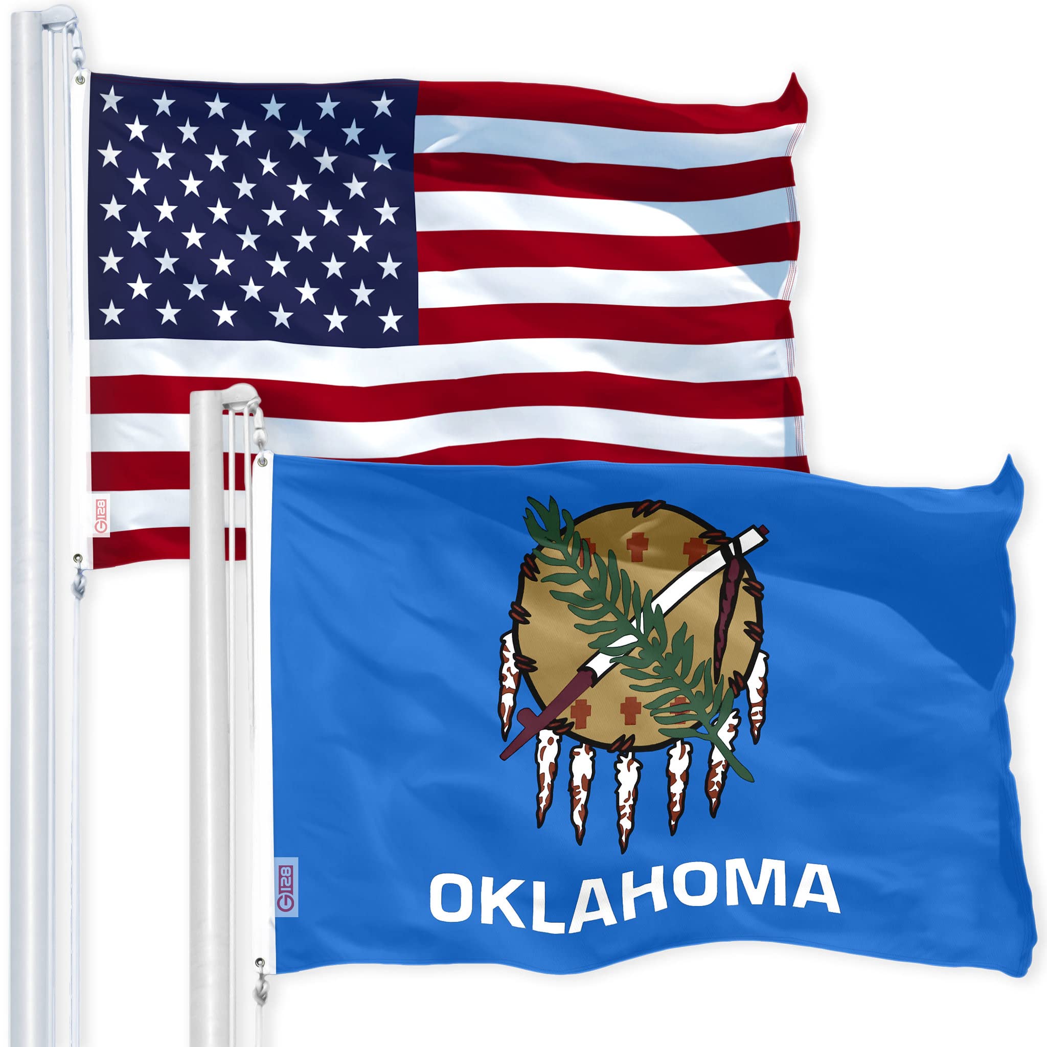 Oklahoma Flag And Us Flag Together