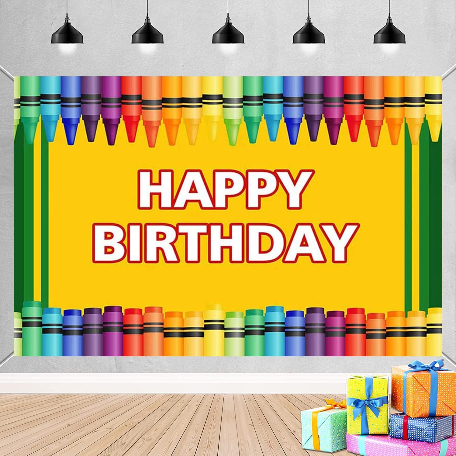 Amazon.com : Crayon Theme Happy Birthday Backdrop Crayon Birthday ...