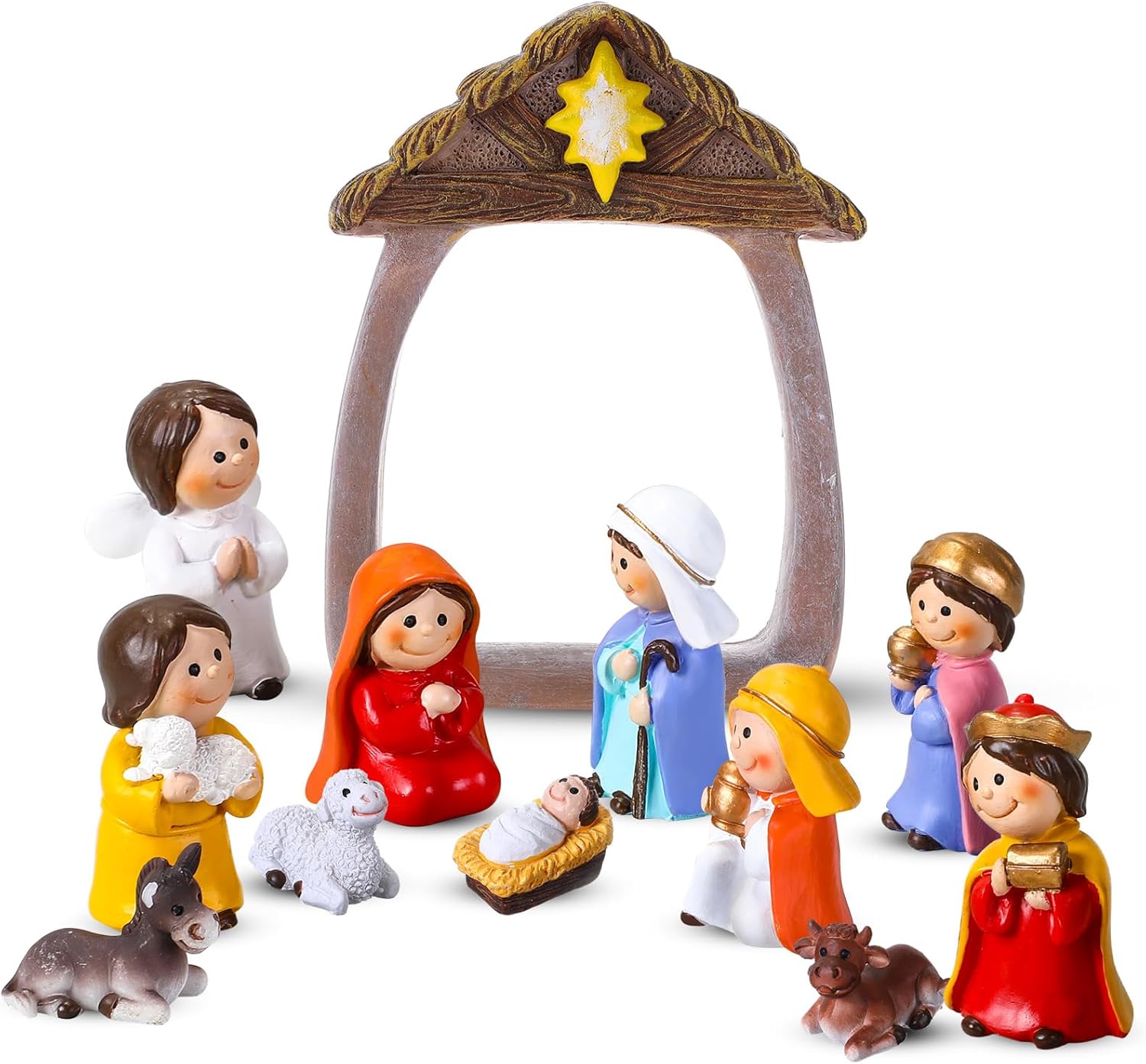 Amazon.com: Vercraft 12 Pcs Small Nativity Set Resin Small Christmas ...