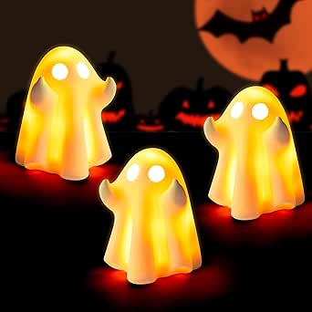 Amazon.com: SlaviteFestiwal Funny Ghost Light - 3Pcs Halloween Ghost ...