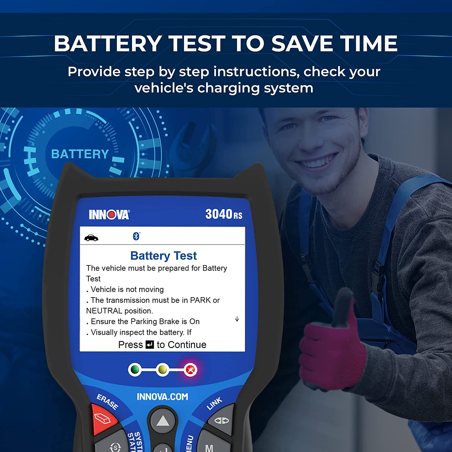 INNOVA 3040RS, OBD2 Scanner, Live Data Streamer, Battery/Alt Tester ...