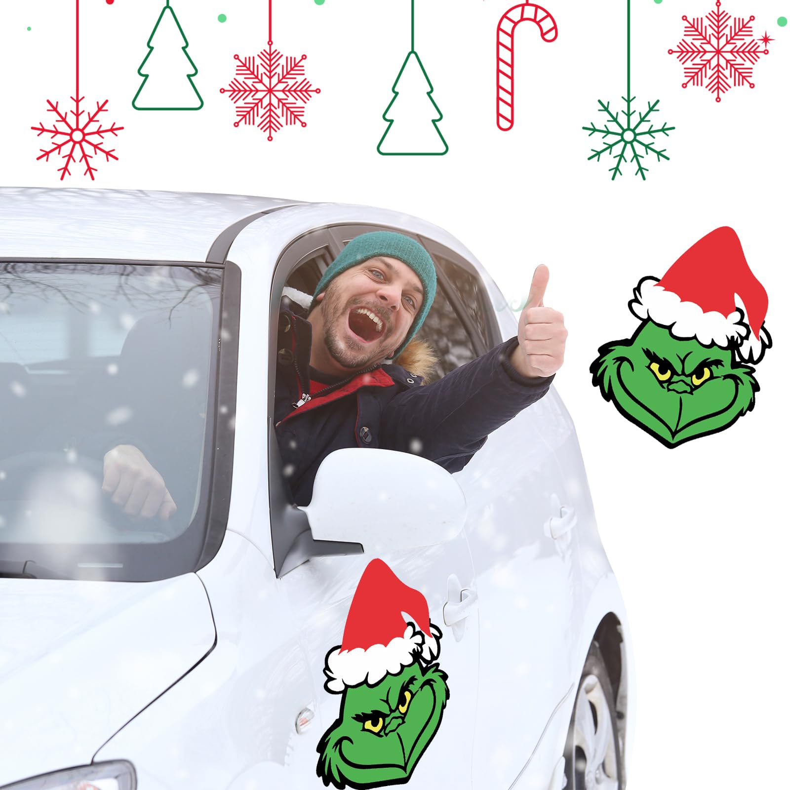 Amazon.com: 11.8x9.2 Inch Christmas Car Magnets Reflective Cartoon ...