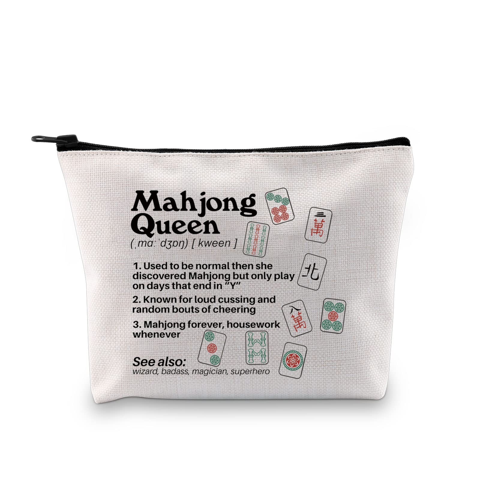 Amazon.com: GJTIM Mahjong Themed Gift - Queen Definition Zipper Pouch ...
