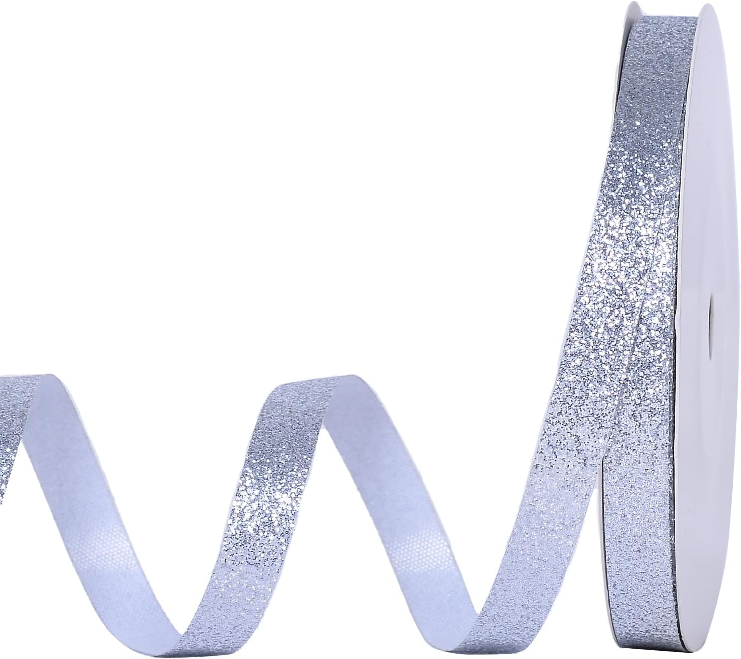 Amazon.com: Ribest Silver Glitter Ribbon 3/8 Inch Cut Edge Christmas ...