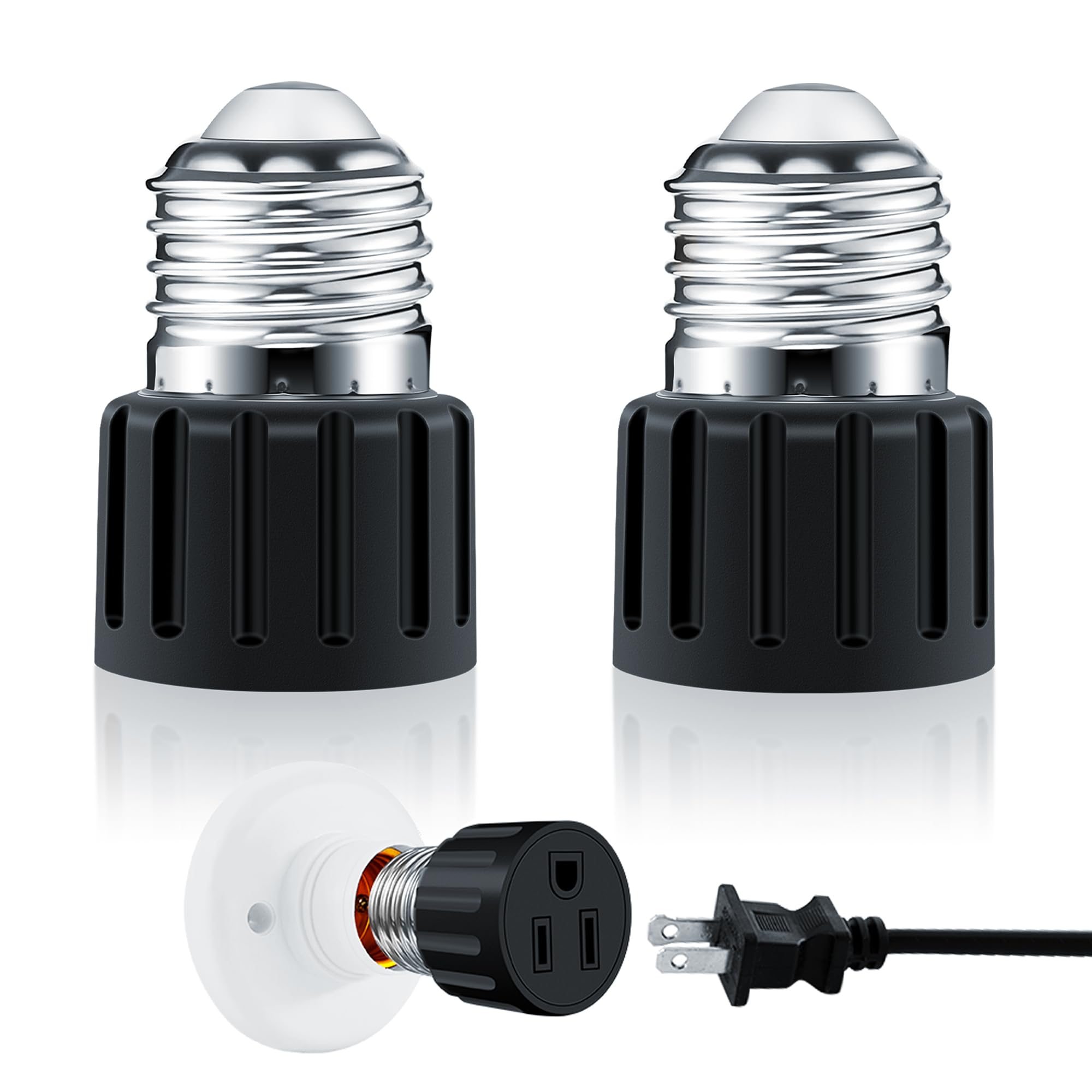 (2Pack) Light Socket Plug Adapter, Convert E26/E27 Light Bulb Socket to ...
