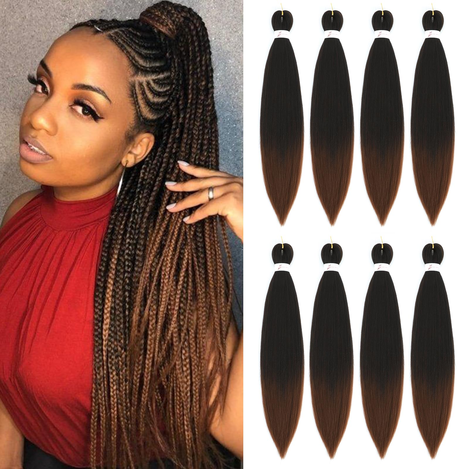 Snapklik.com : Braiding Hair Pre Stretched 30 Inch 8 Packs Long ...