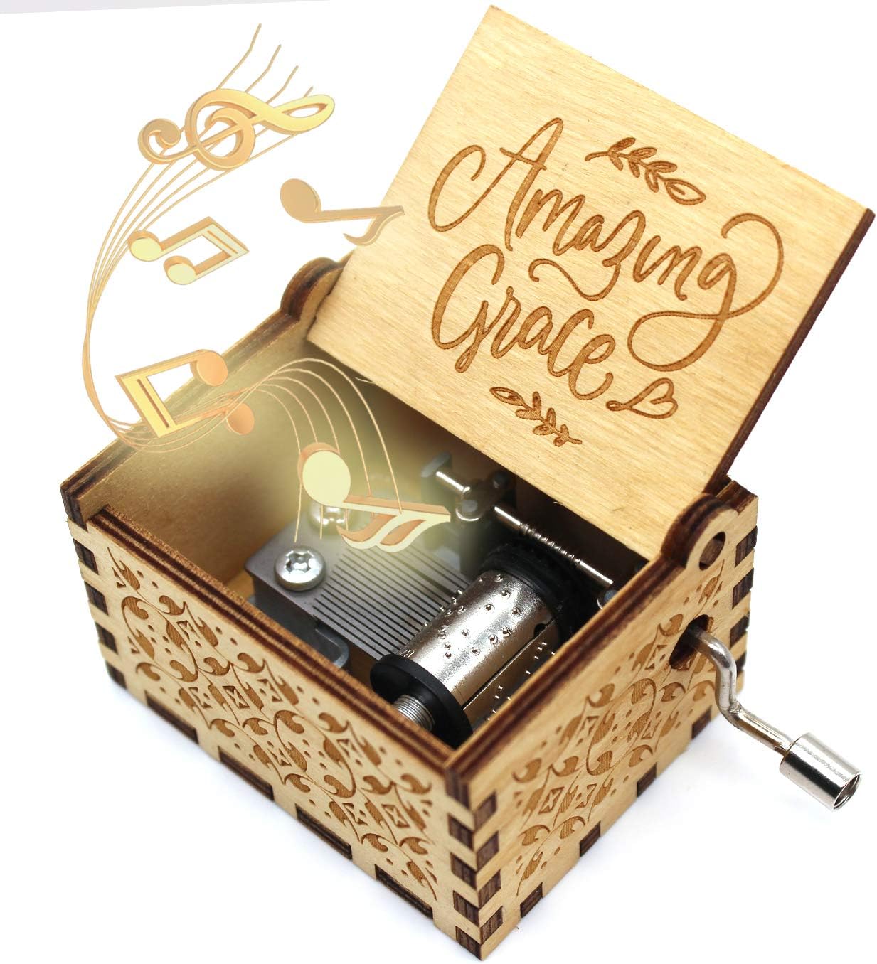 Amazon.com: ukebobo Wooden Music Box - Jesus Loves Me Music Box, Black ...