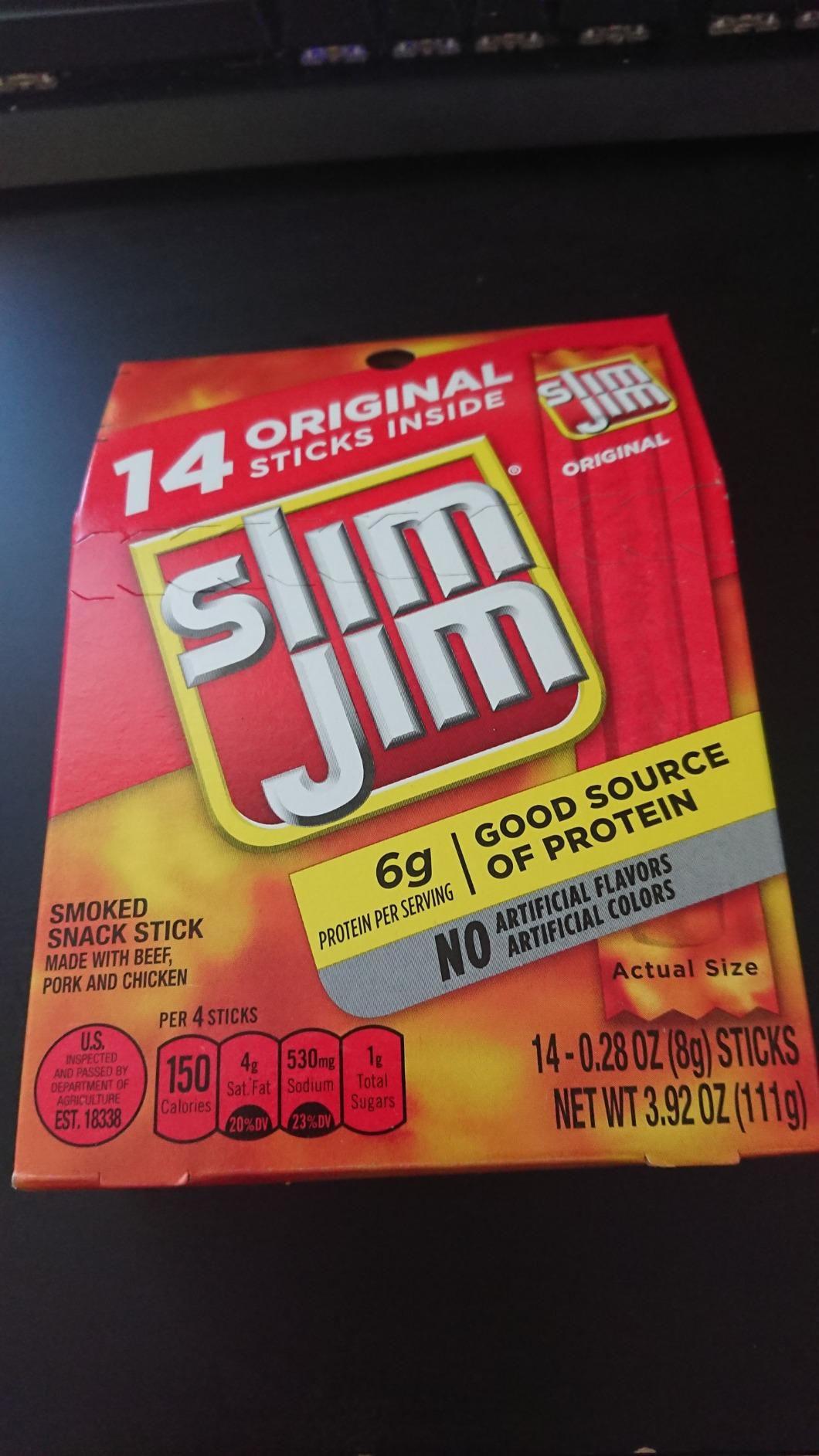 Amazon.com: Slim Jim Snack-Sized Smoked Meat Stick, Original Flavor ...