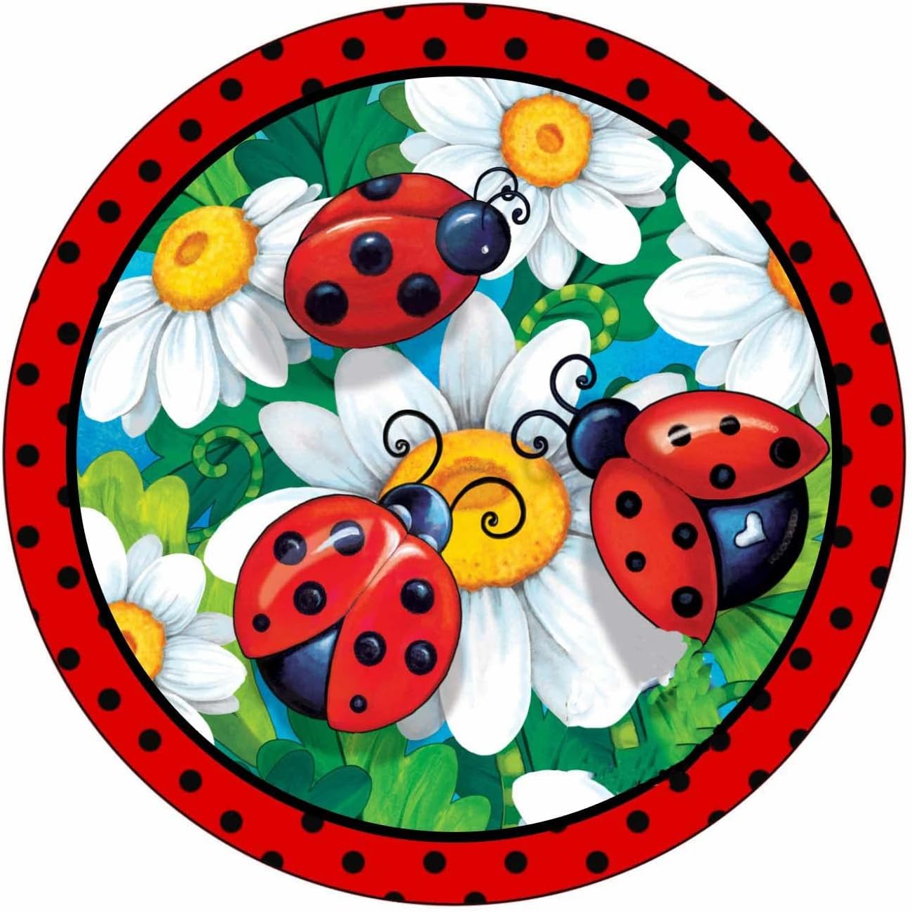 Amazon.com : KAMIAK Round Vintage Tin Sign Ladybug Sign, Polka Dot Sign ...