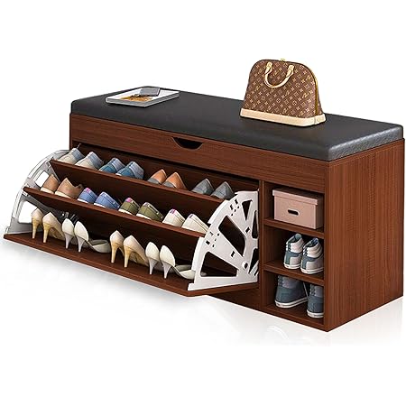 Amazon.com: YQ WHJB Shoe Storage Bench with Hidden Shoe Rack,Leather ...