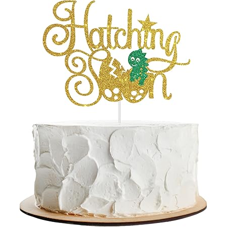 Amazon.com: Hatching Soon Pregnancy Cake Topper Double Sided Gold ...