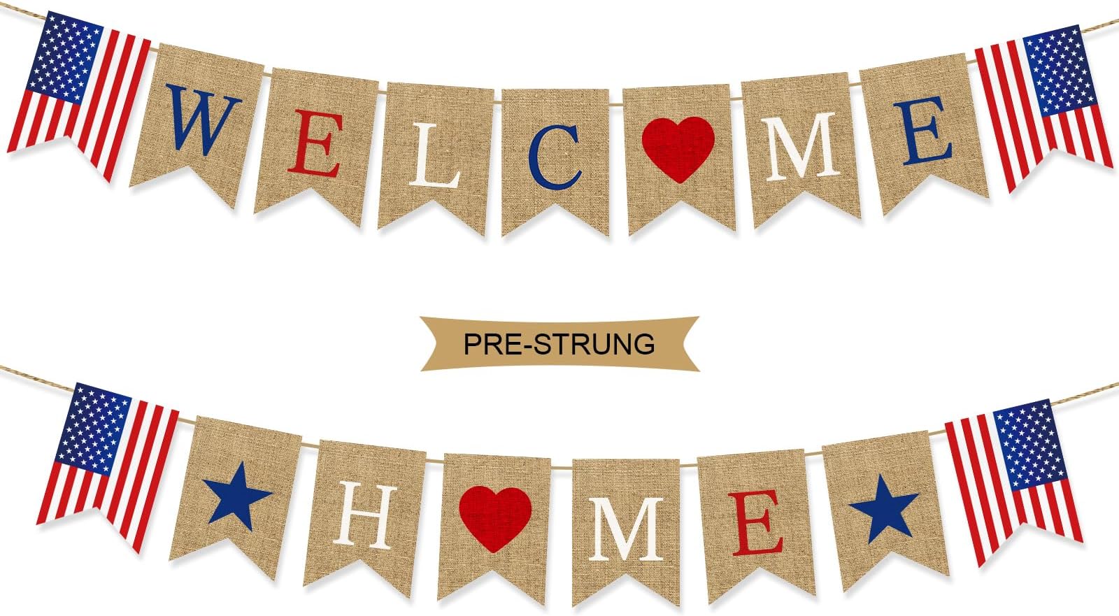 Amazon.com: Welcome Home Banner, Red White and Blue Paper Welcome Home ...