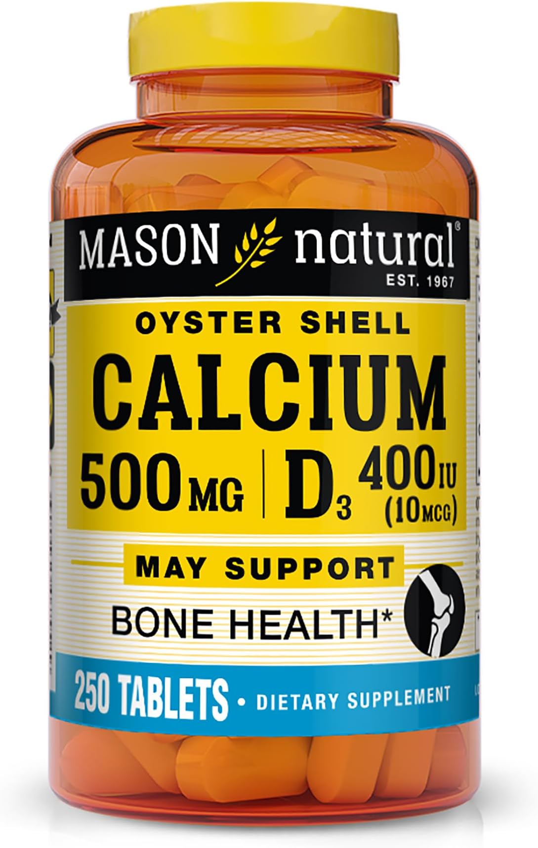 Amazon.com: MASON NATURAL Calcium 500 mg (Oyster Shell) with Vitamin D3 ...
